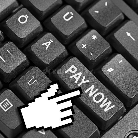 Keyboard with Pay Now Button and Cursor Stock Photo - Image of online ...