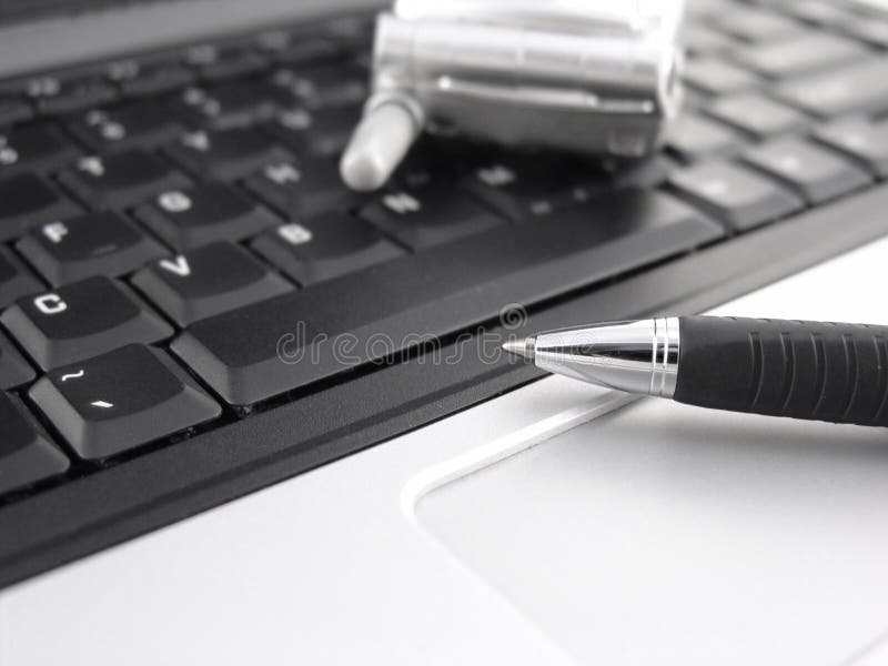 Keyboard, Pen and Mobile Phone Stock Image - Image of mobile, phone ...