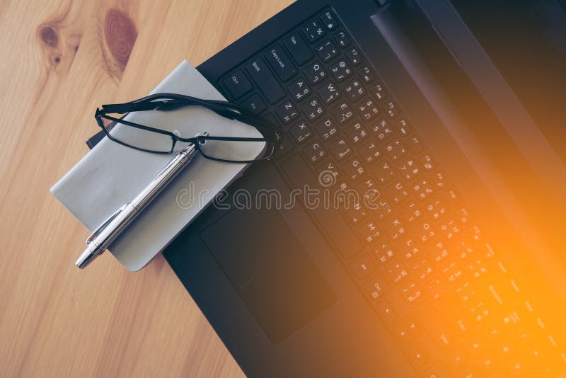 Keyboard and Pen and Notebook Business Concept Stock Image - Image of ...
