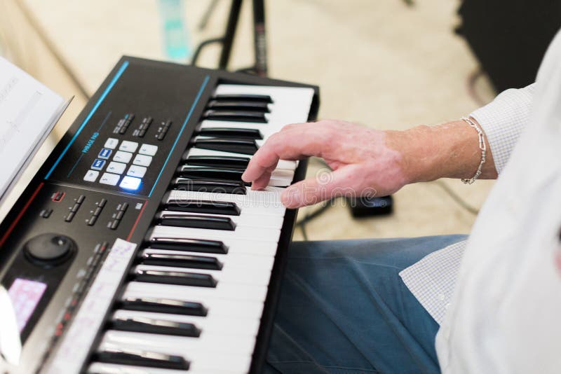 Keyboard Player Performing on Stage Stock Image - Image of playing ...