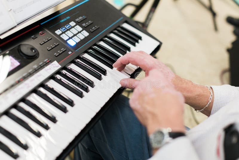 Keyboard Player Performing on Stage Stock Image - Image of playing ...