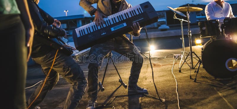 Keyboard Player on the Stage Stock Photo - Image of guitar, concert ...