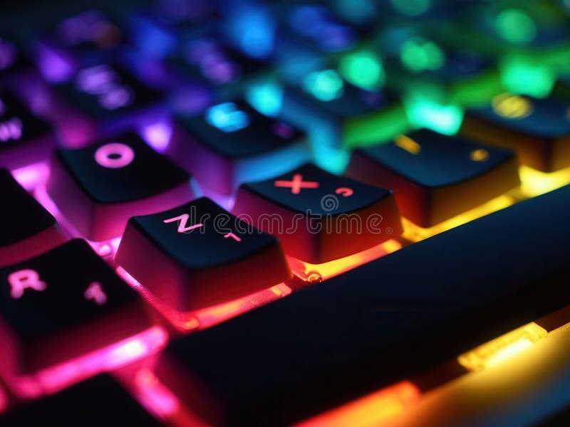 Keyboard with Rainbow Colored Keys and a Black Space Bar Stock Image ...