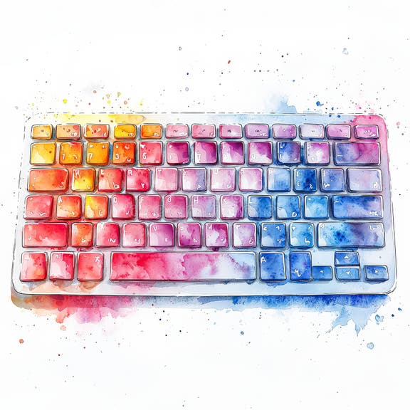 Keyboard with Rainbow Colored Keys Stock Image - Image of button ...