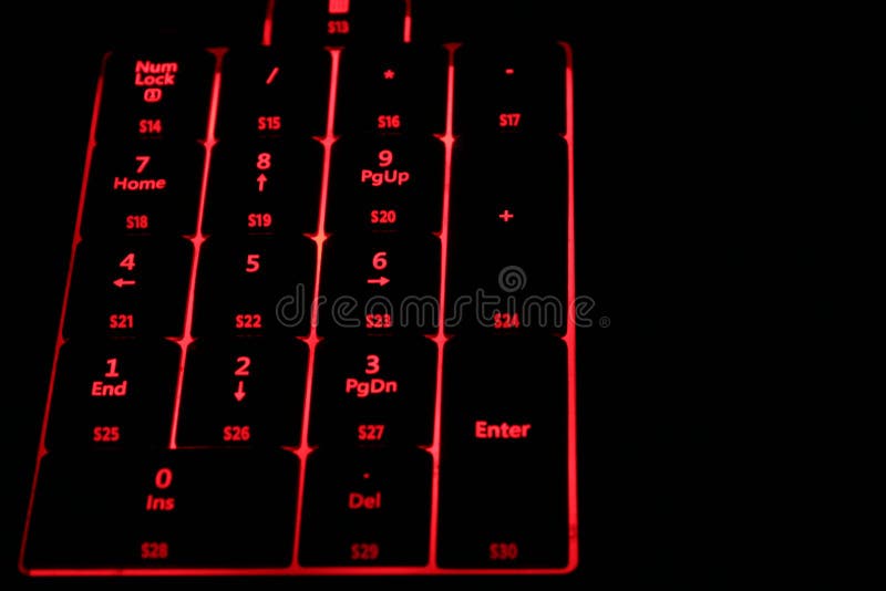 Keyboard with Red Back Light Stock Photo - Image of hightech, light ...