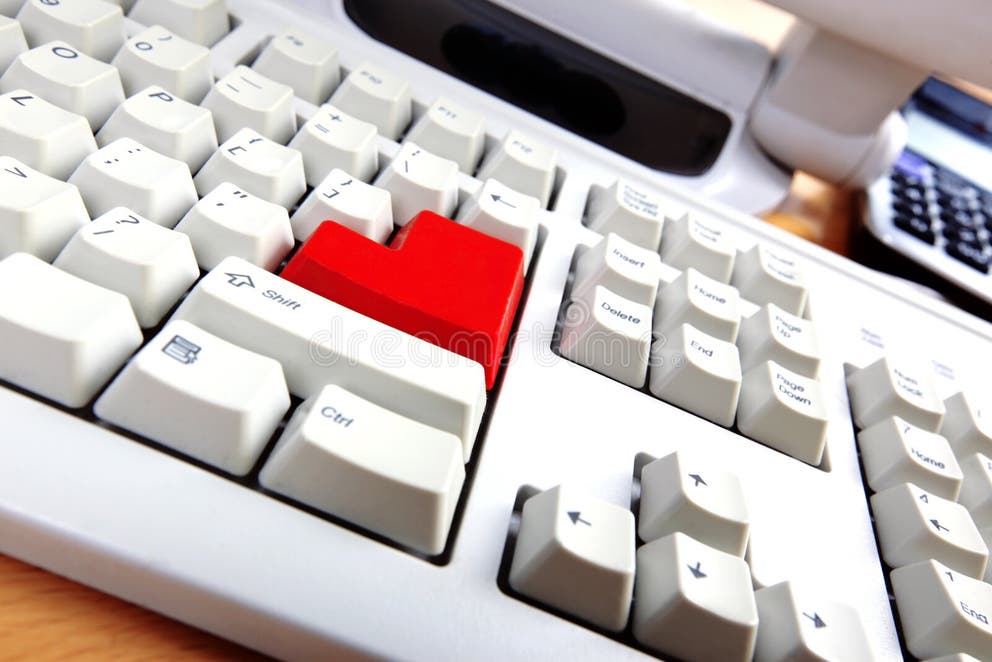 Keyboard with red button stock photo. Image of exclamation - 13341054