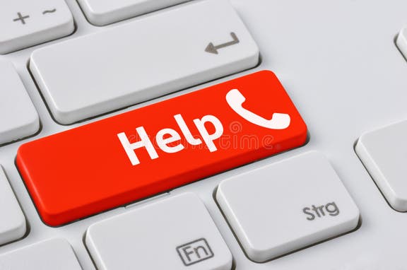 Keyboard with a Red Button - Help Stock Image - Image of button ...