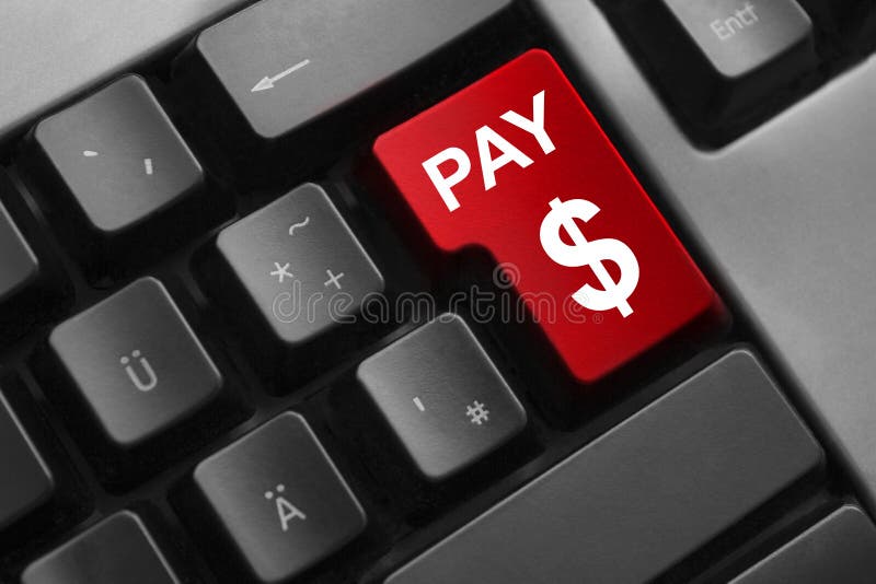 Keyboard Red Button Pay Dollar Symbol Stock Photo - Image of creditcard ...