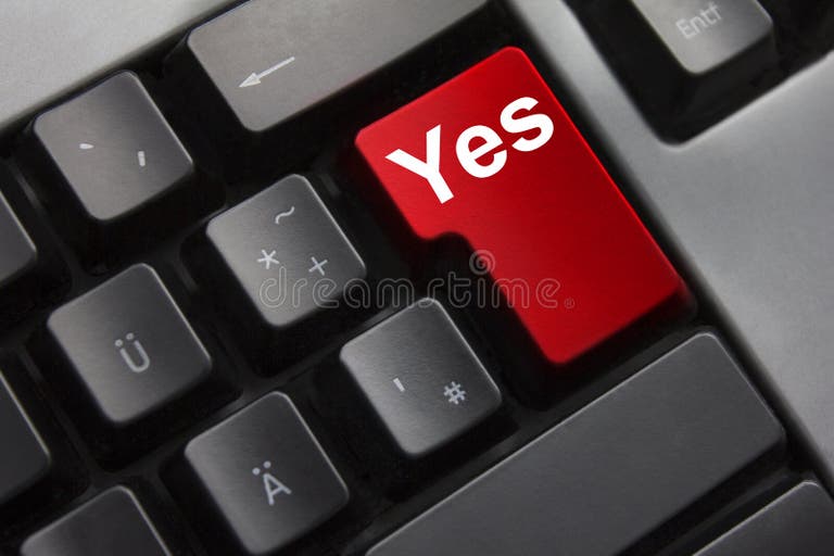 Keyboard Red Enter Button Yes Stock Image - Image of business, employer ...