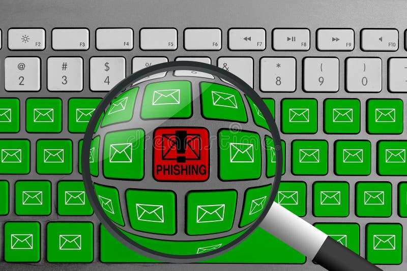 Keyboard with Red Phishing Button Surrounded with Green Email Buttons ...