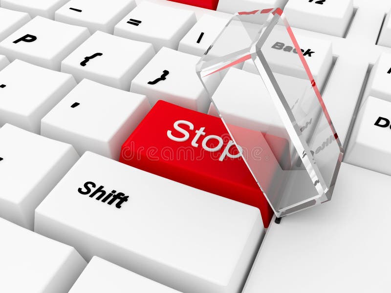 Keyboard with Red Stop Button and Glass Cover Stock Illustration ...