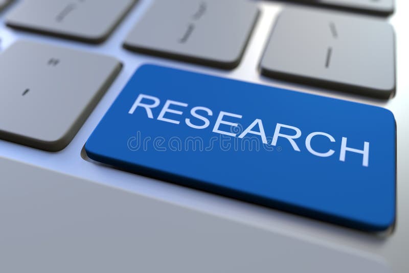 Keyboard with RESEARCH Key. Conceptual 3D Rendering Stock Illustration ...