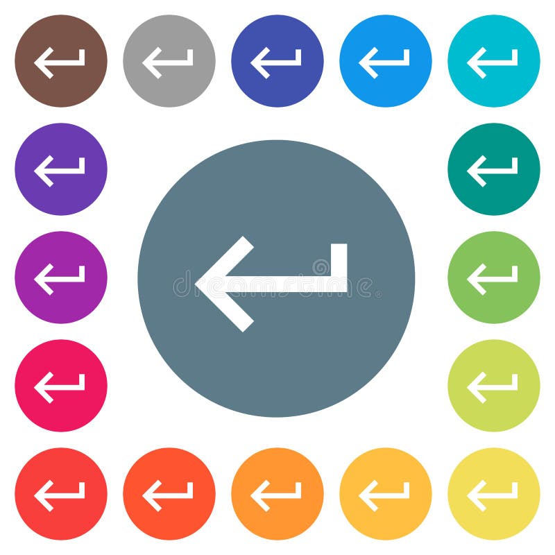 Keyboard Return Flat White Icons on Round Color Backgrounds Stock ...