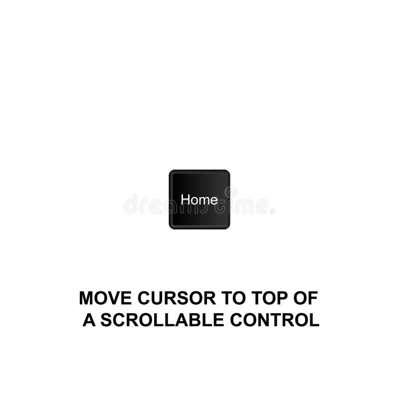 Keyboard Shortcuts, Move Cursor To Top of a Scrollable Control Icon ...