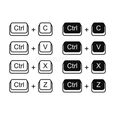 Keyboard Shortcuts Set. Cut Copy Paste and Undo Stock Vector ...