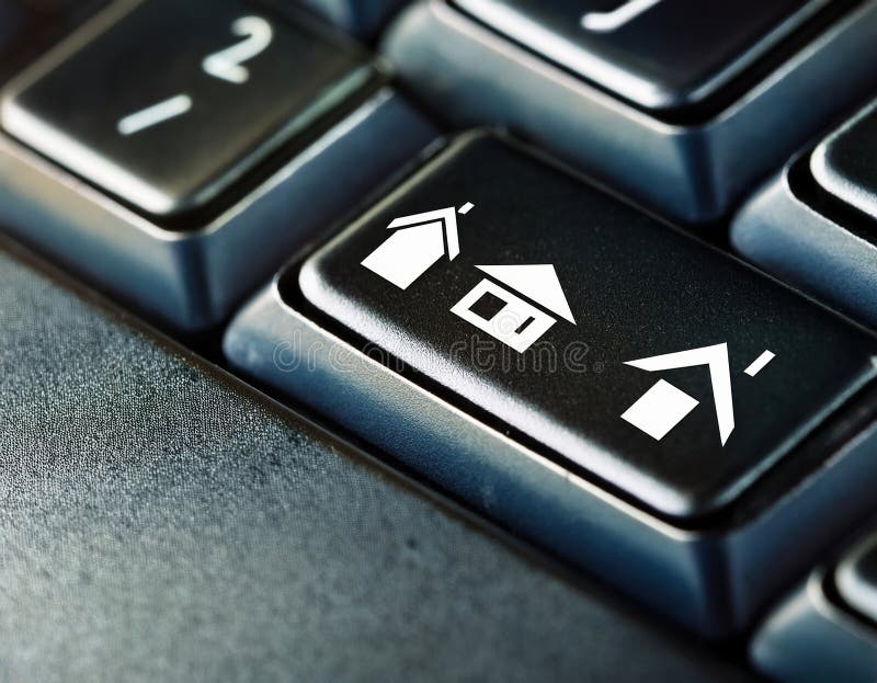 Keyboard Showing Various House Icons Representing Home-related ...