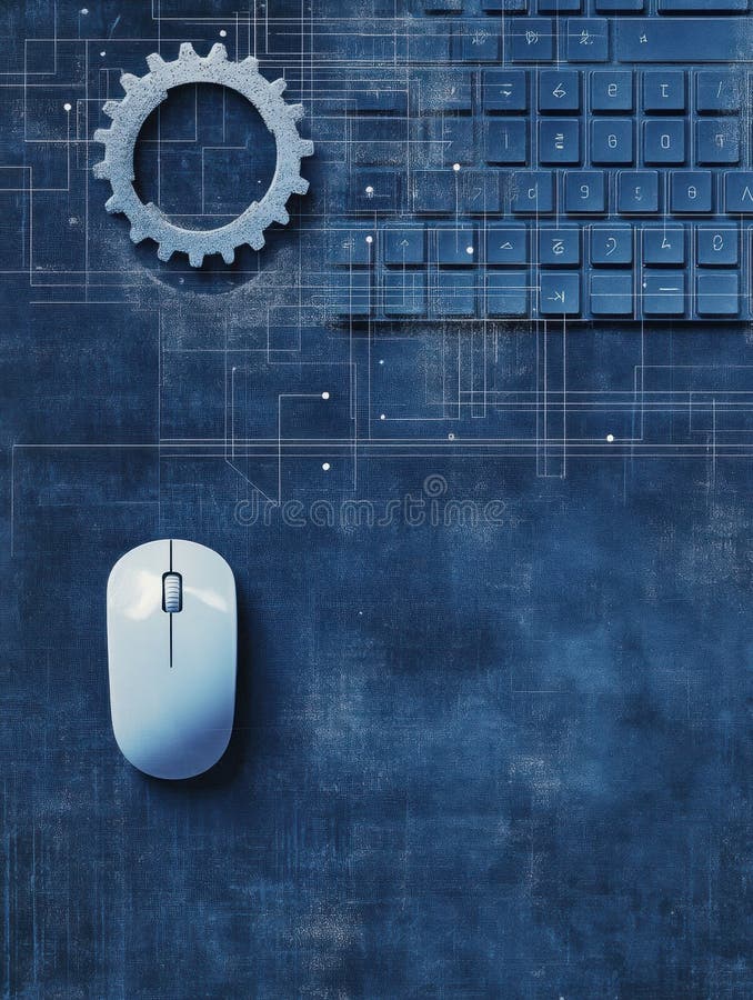A Keyboard Sits Alongside a Mouse and Gear Overlay, Representing the ...