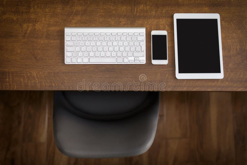 Keyboard, Smartphone and Tablet on the Desk Stock Photo - Image of desk ...