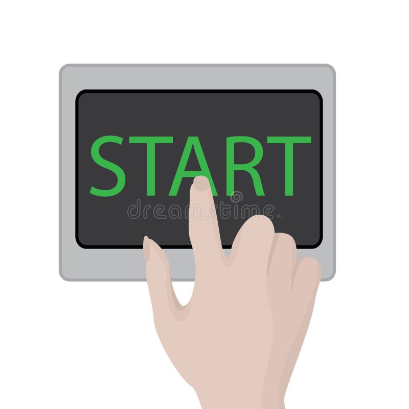 Keyboard Start Power Button Computer or Laptop with Fingers Vector ... Keyboard Start Power Button Computer or Laptop with Fingers Vector ...