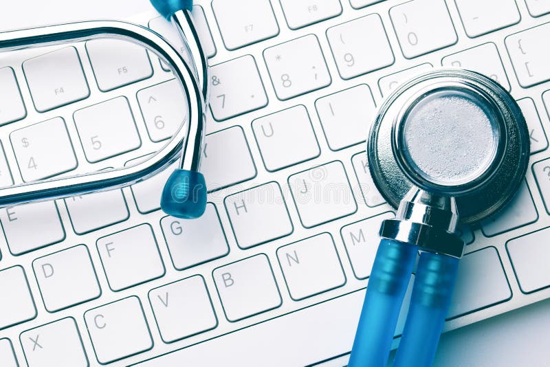 Keyboard and Stethoscope and Medical Records, Medical Concept Stock ...