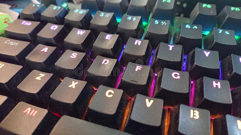 Keyboard Surface with Rainbow Backlight Stock Image - Image of computer ...