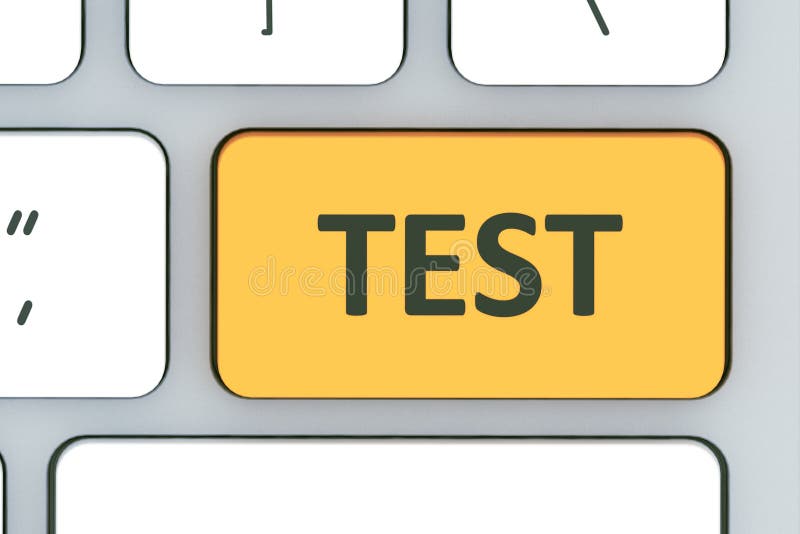 Keyboard with Test Button. Computer White Keyboard with Test but Stock ...