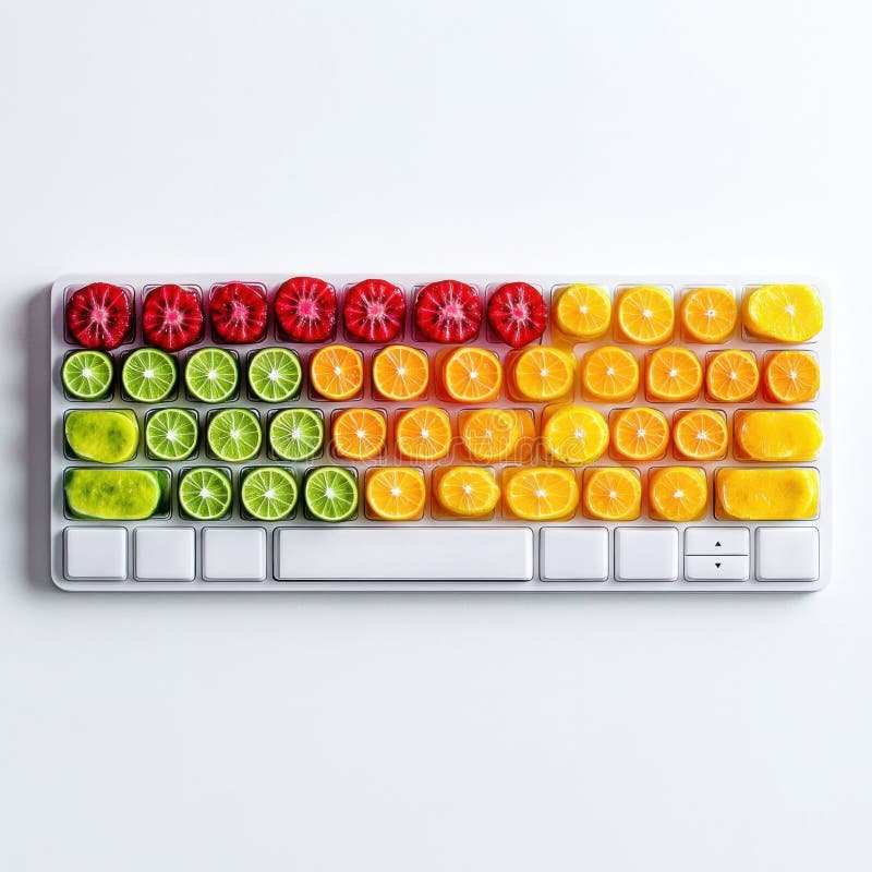 Keyboard Transformed into Luscious Fruit Display Stock Illustration ...