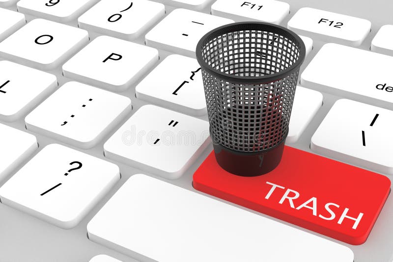 Keyboard with trash button stock illustration. Illustration of contact ...