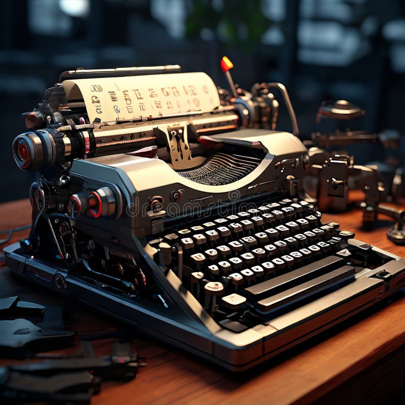 A Keyboard and a Typewriter Combined Creating a Retro Futuristi Stock ...
