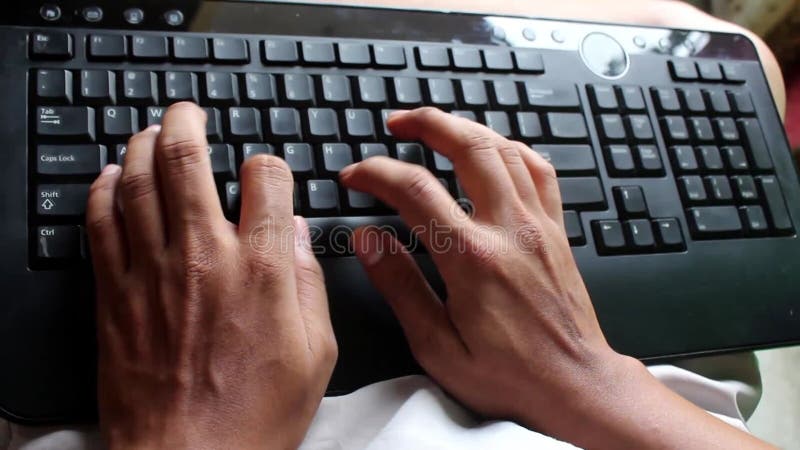 Keyboard typing by hand stock video. Video of online - 196442313