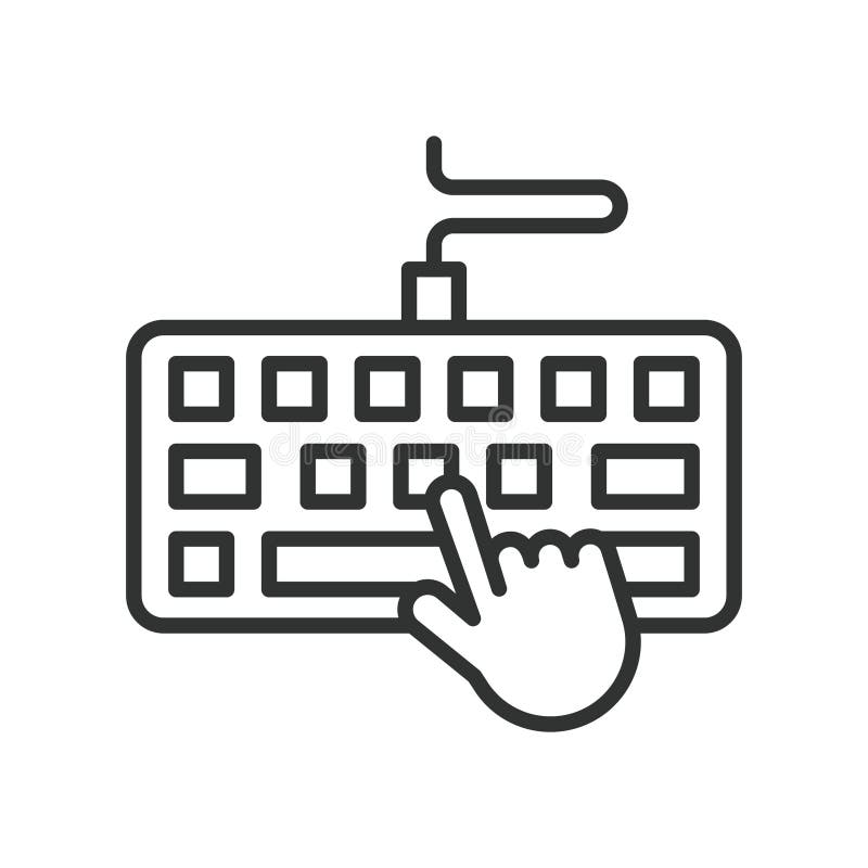 Keyboard Typing, Icon in Line Design. Keyboard Typing, Computer Keyboard, Typing Hands, Typing ...