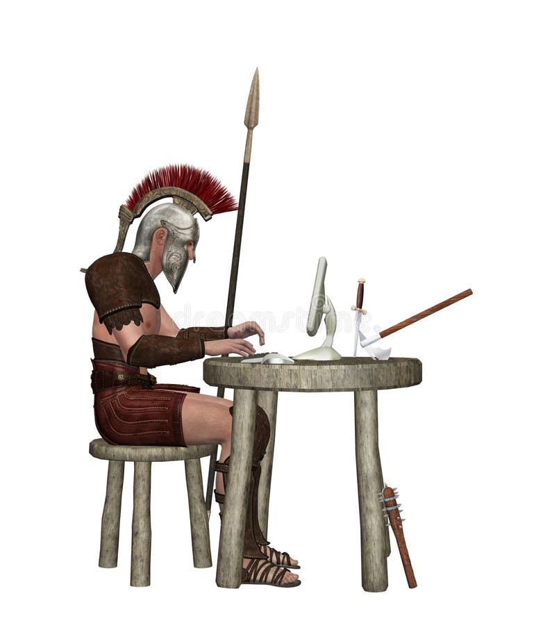 Keyboard Warrior Using Computer Illustration Stock Photo - Illustration ...