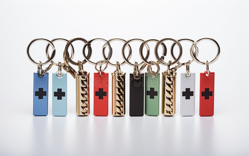 Keychain Chain Flags for Keys White Background Stock Illustration ...