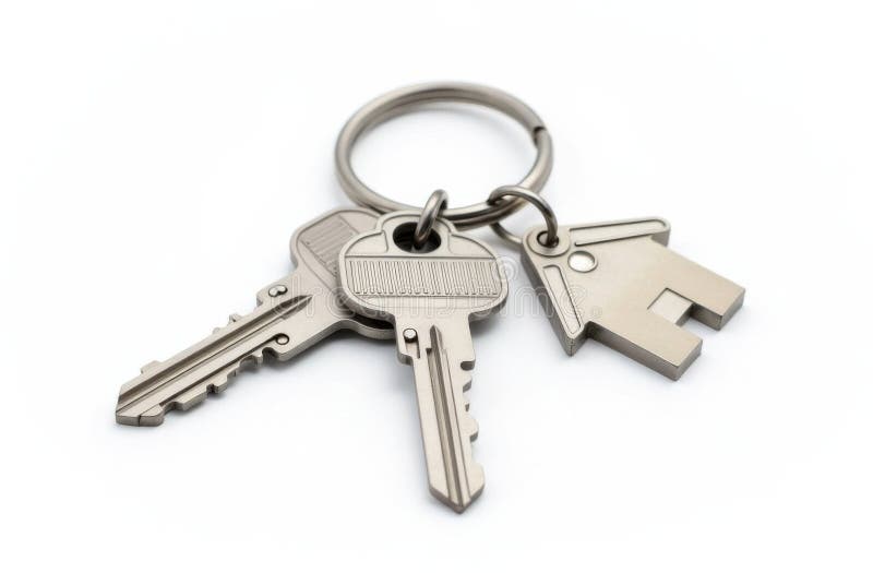 A Keychain Displays Multiple Keys Alongside a Distinctive House-shaped ...