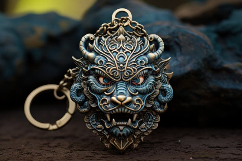 Keychain, Dragon Straight Face Stock Illustration - Illustration of ...