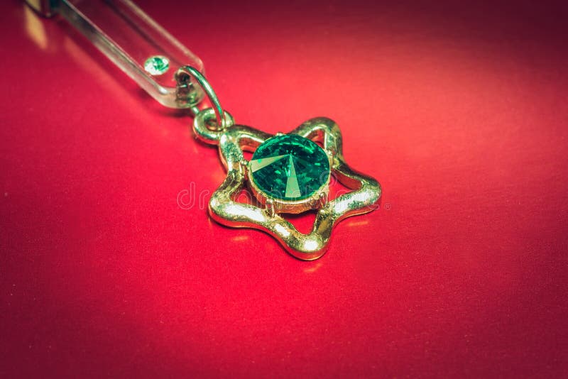 Keychain with emerald stock image. Image of expensive - 54411739