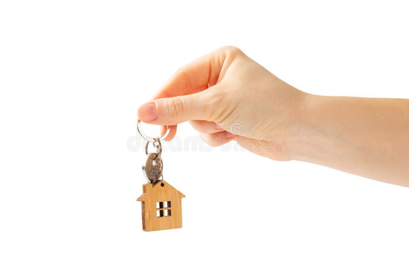 Keychain in the Shape of a House with a Key Ring Isolated Stock Photo ...
