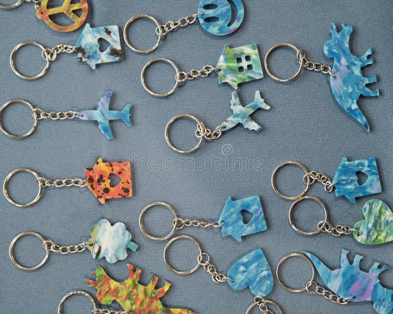 Keychains Made of Multicolored Recycled Plastic Lids Stock Photo ...
