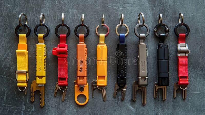 Keychains with Multi-tools and Different Colors and Styles Stock ...