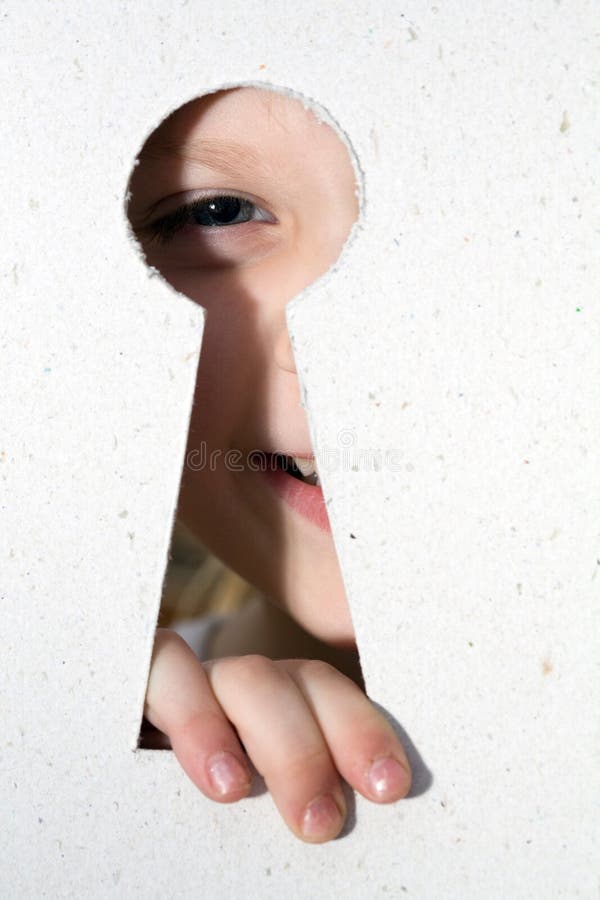 Look through a Keyhole in Black Stock Photo - Image of creativity ...