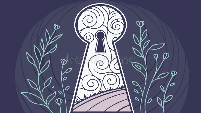Keyhole with Abstract Nature Elements, Symbolism, Vector Design ...
