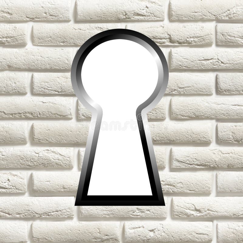 Keyhole on a brick wall stock illustration. Illustration of tone - 31342956