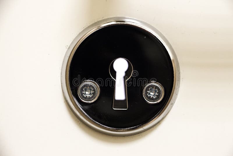 Keyhole Close-up of a White Door Stock Image - Image of brown, hand ...
