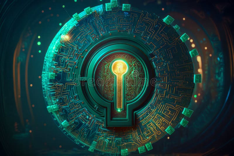 Keyhole in Crypto Digital Cyber Space. Lock. Security Technology ...