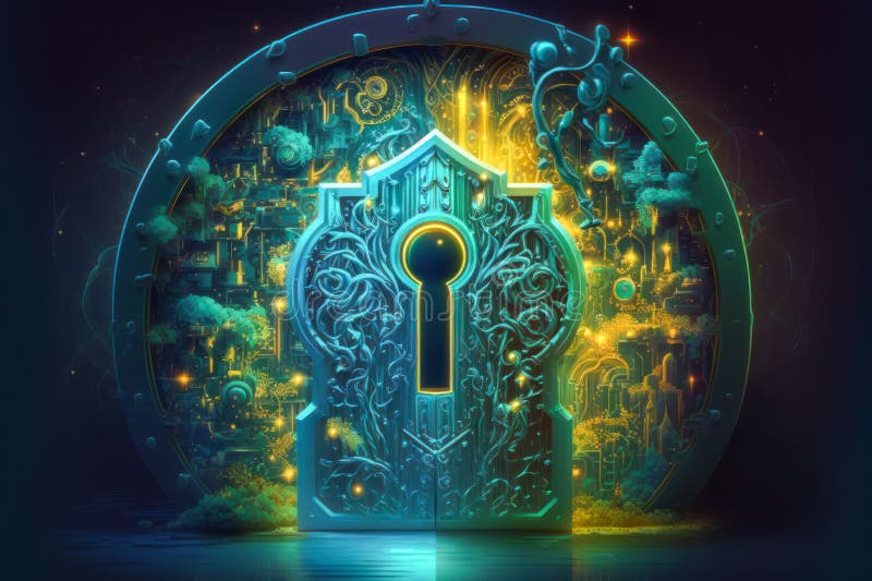 Keyhole in Crypto Digital Cyber Space. Lock. Security Technology ...