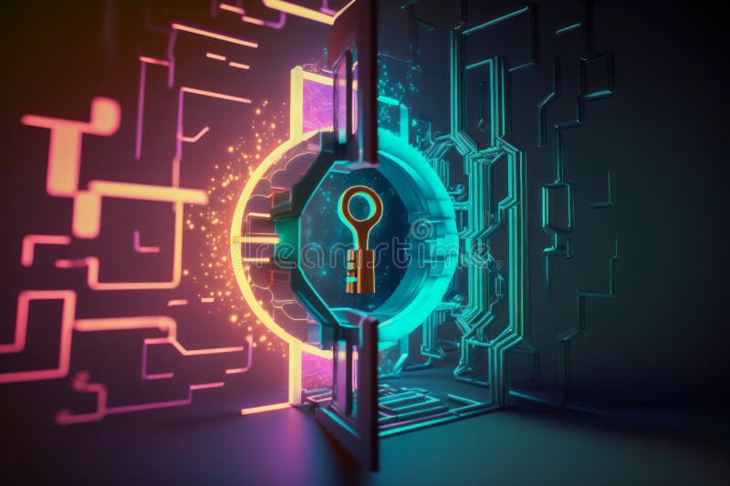 Keyhole in Crypto Digital Cyber Space. Security, Technology Concept ...