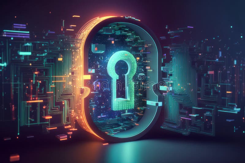 Keyhole in Crypto Digital Cyber Space. Security, Technology Concept ...