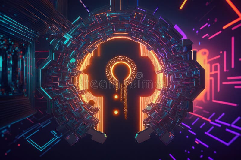 Keyhole in Crypto Digital Cyber Space. Security, Technology Concept ...