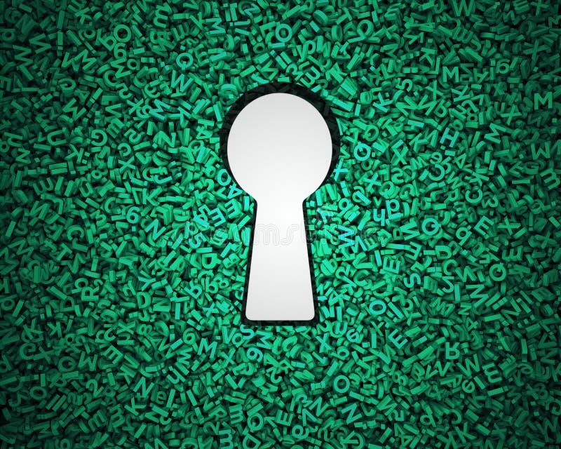 Keyhole on Green Big Data Background. 3D Illustration Stock ...