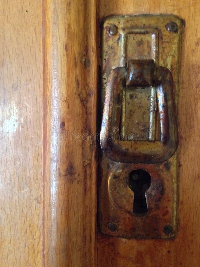 Old Medieval Keyhole and Door Knob on Ancient Wooden Texture, Closeup ...